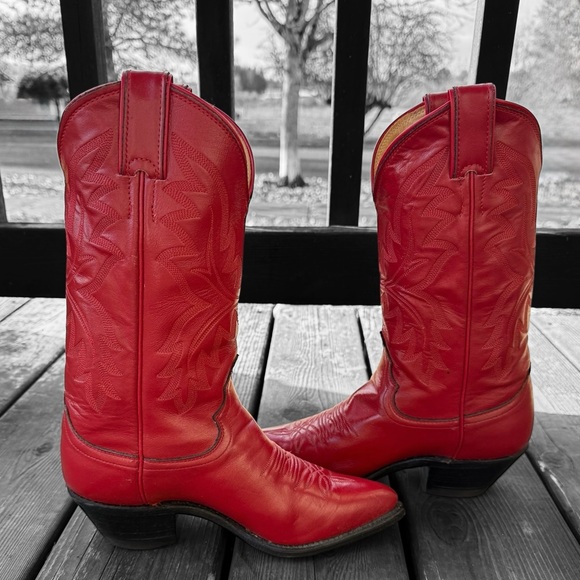 Justin Boots | Shoes | Vintage Red Justin Womens Cowboy Boots With ...